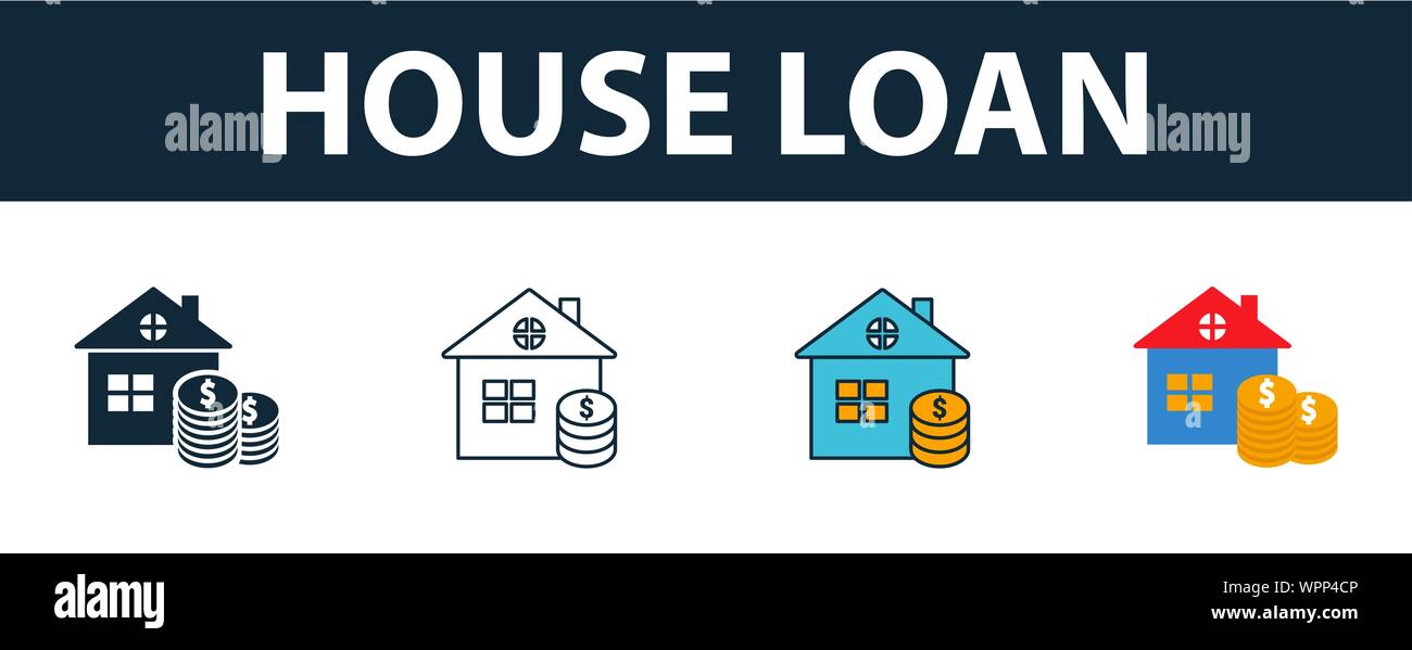 House Loan icon set. Four elements in diferent styles from personal ...