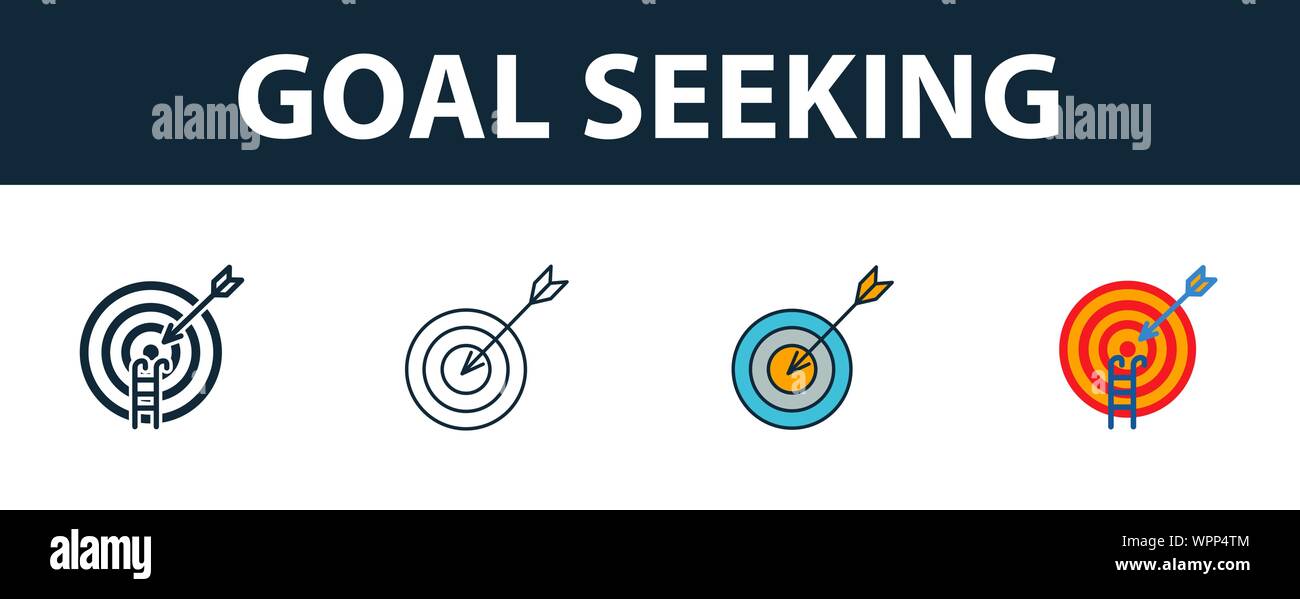 Goal Seeking icon set. Four elements in diferent styles from project ...