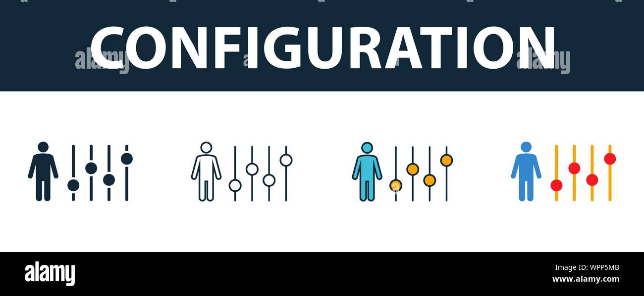 Configuration icon set. Four elements in diferent styles from project ...