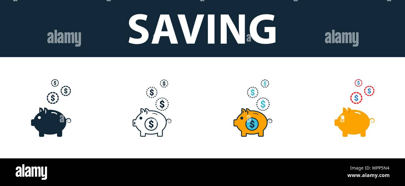 Saving icon set. Four elements in diferent styles from personal finance ...