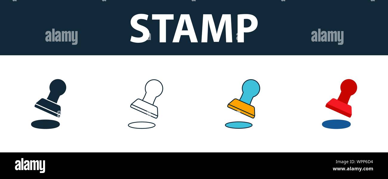 Stamp icon set. Four elements in diferent styles from personal finance ...