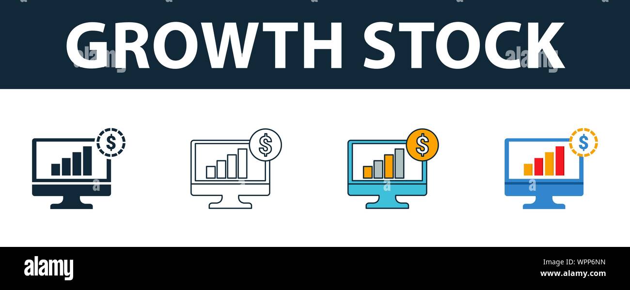 Growth Stock icon set. Four elements in diferent styles from personal ...