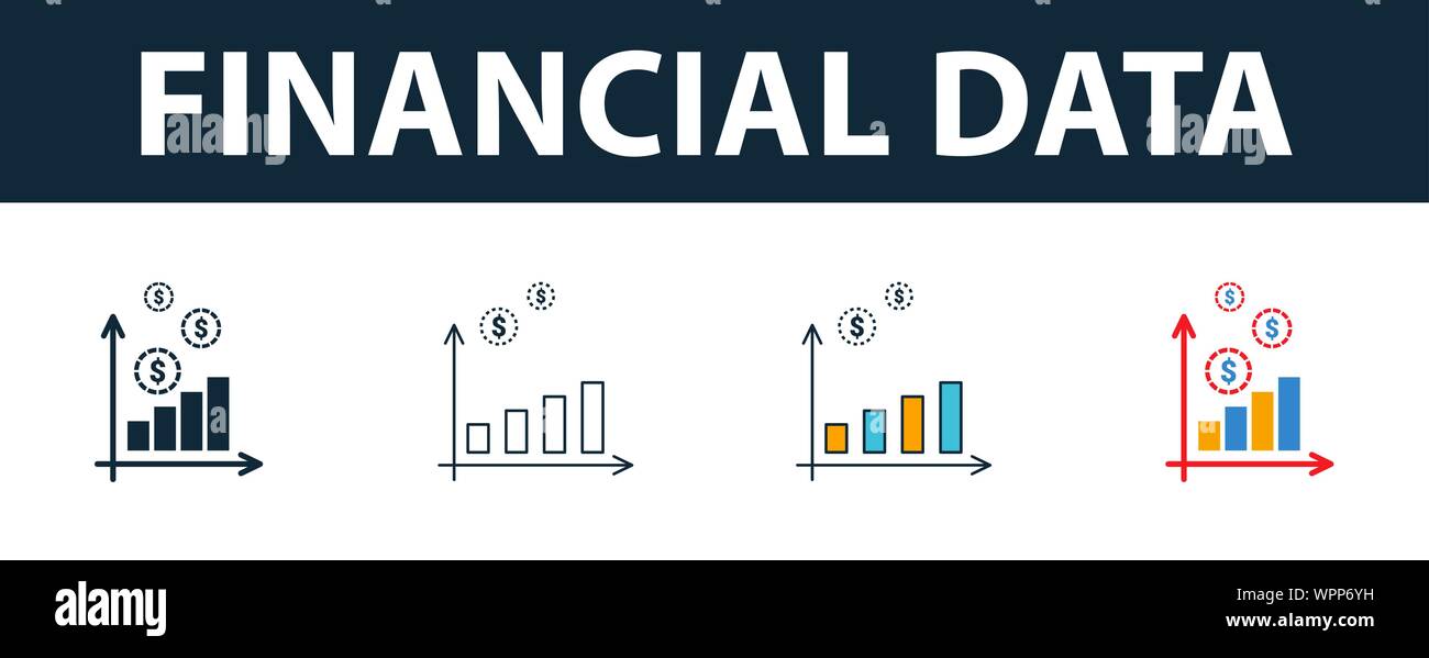 Financial Data icon set. Four elements in diferent styles from personal ...
