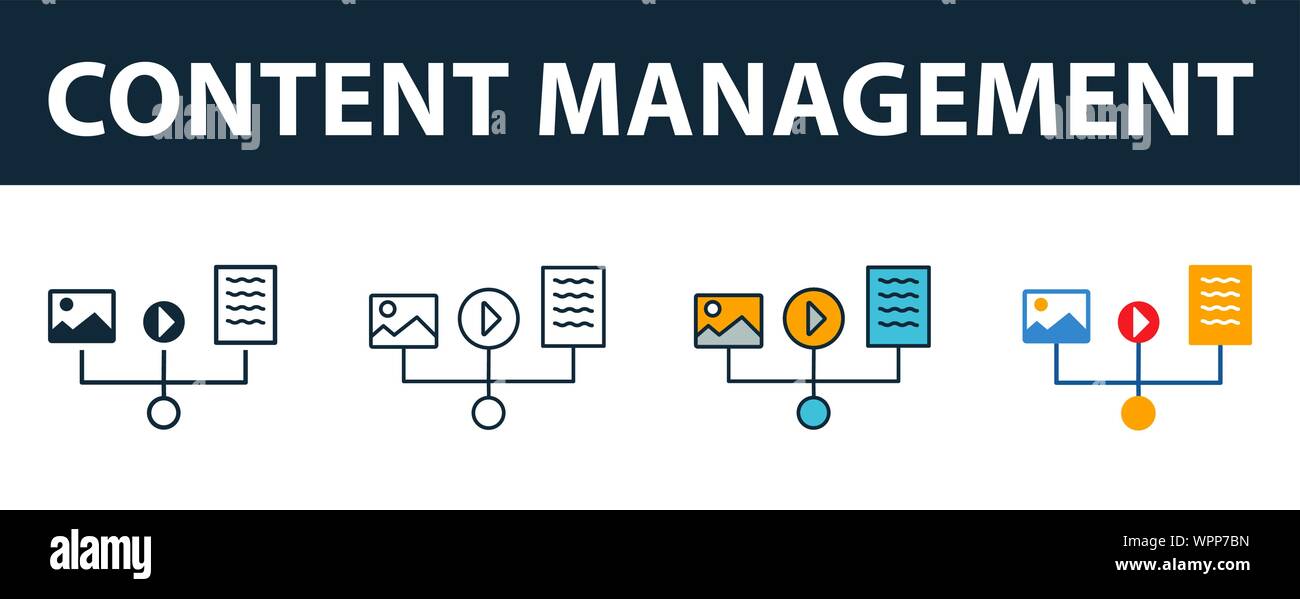 Content Management icon set. Four elements in diferent styles from ...
