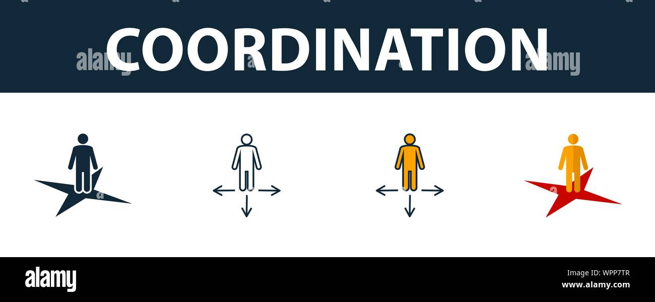 Coordination icon set. Four elements in diferent styles from project ...