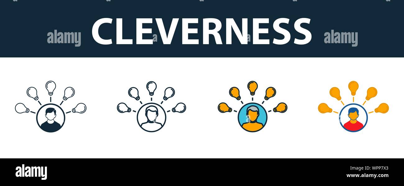 Cleverness icon set. Four elements in diferent styles from project ...
