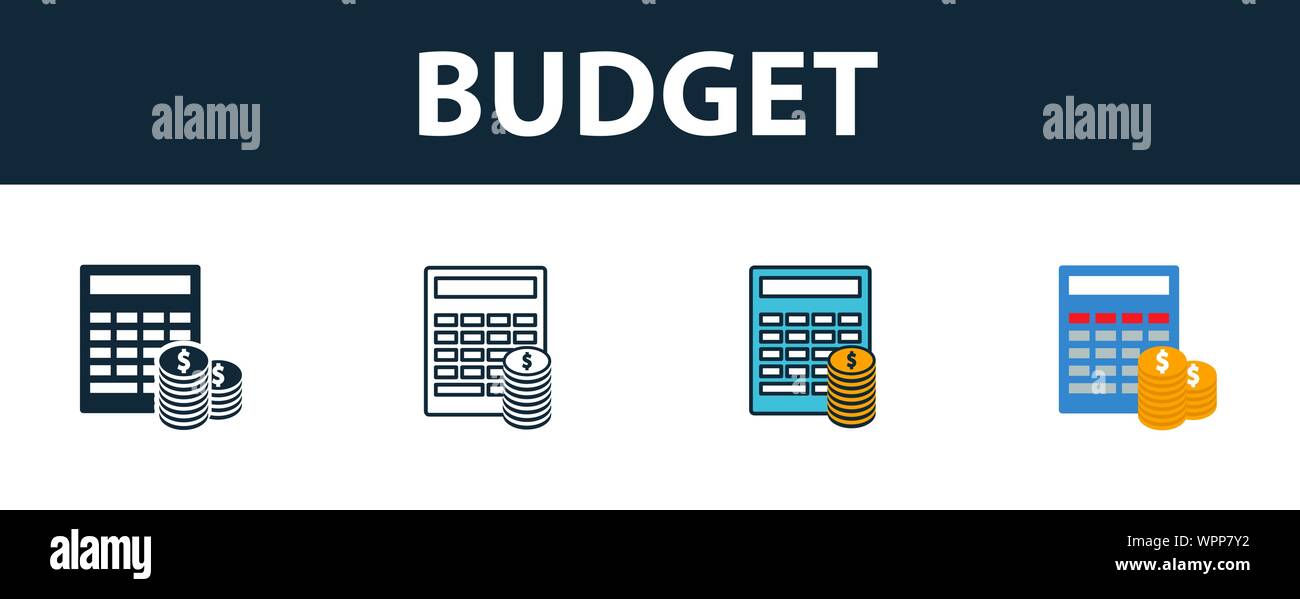 Budget icon set. Four elements in diferent styles from project ...