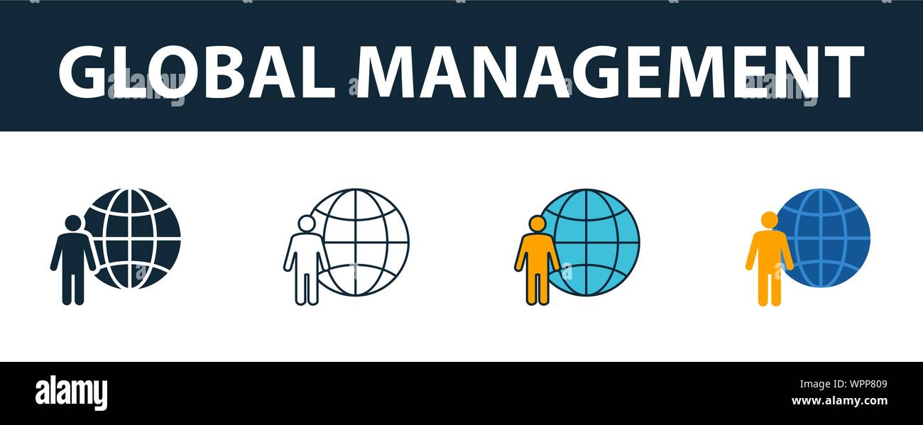 Global Management icon set. Four elements in diferent styles from ...
