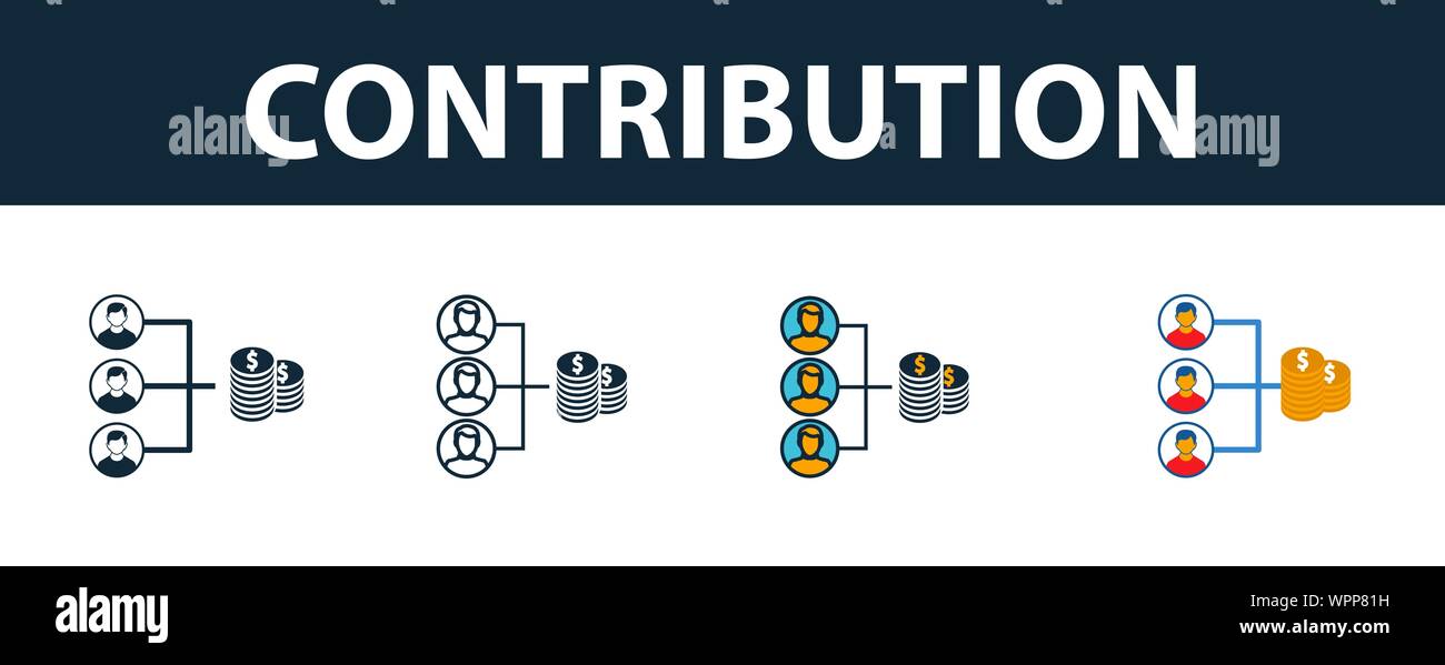 Contribution icon set. Four elements in diferent styles from project ...