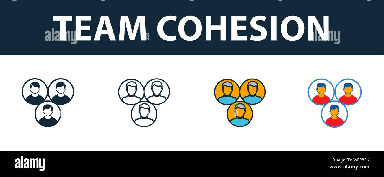 Team Cohesion icon set. Four elements in diferent styles from project ...
