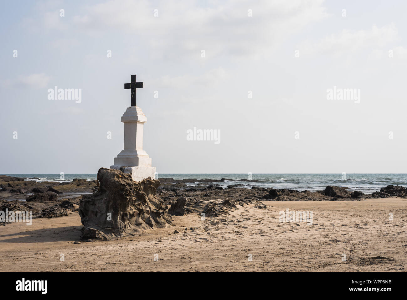 Ashvem Beach, Goa/India- May 1 2018: Local beach shacks and relaxation ...