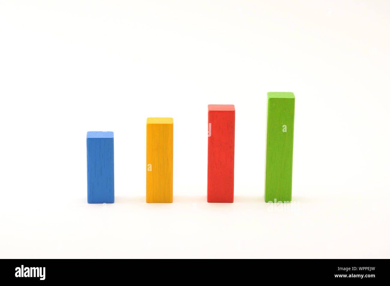 toy aligned wooden blocks multicolor bricks isolated on white ...