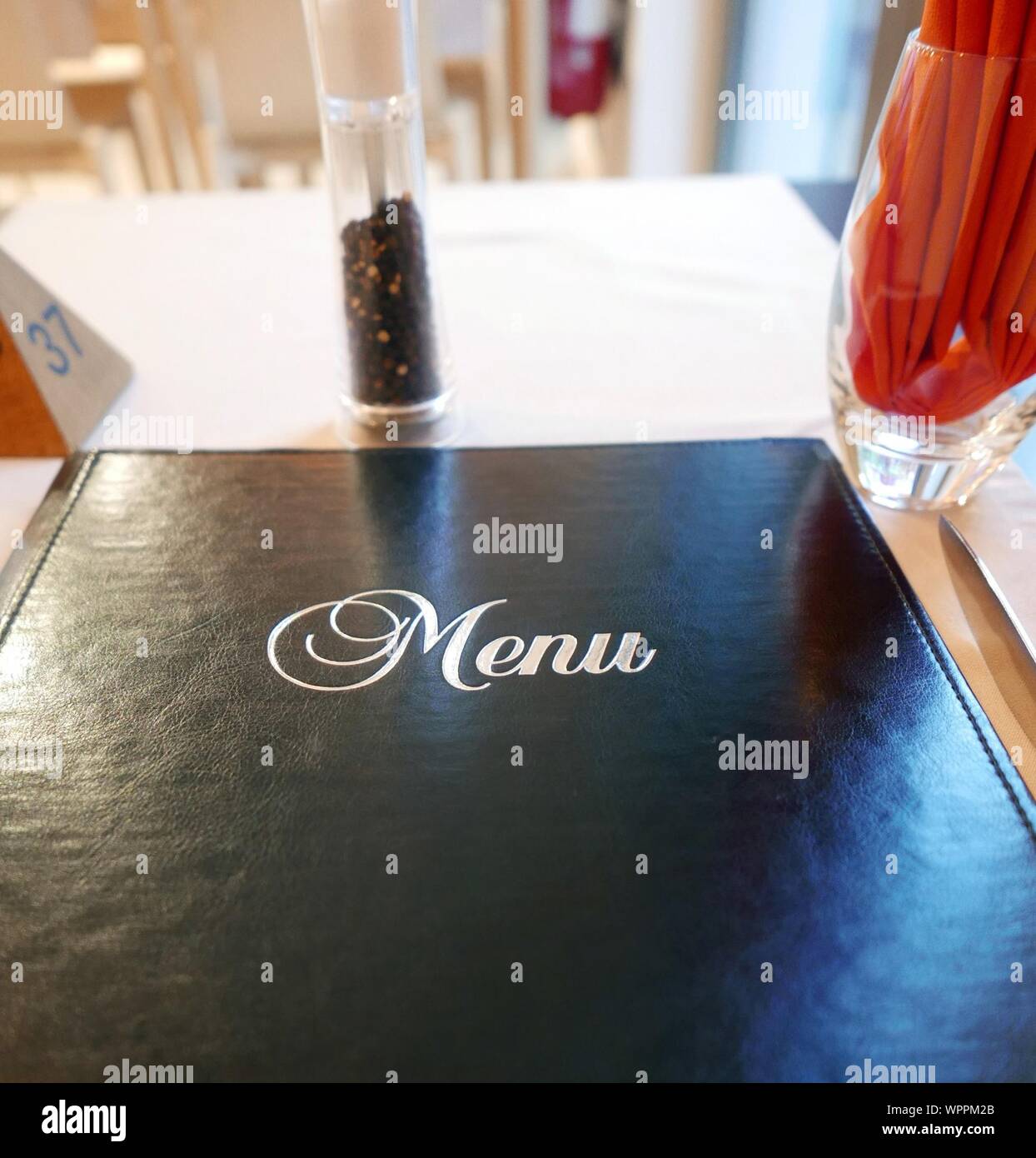Menu On Table High Resolution Stock Photography and Images - Alamy