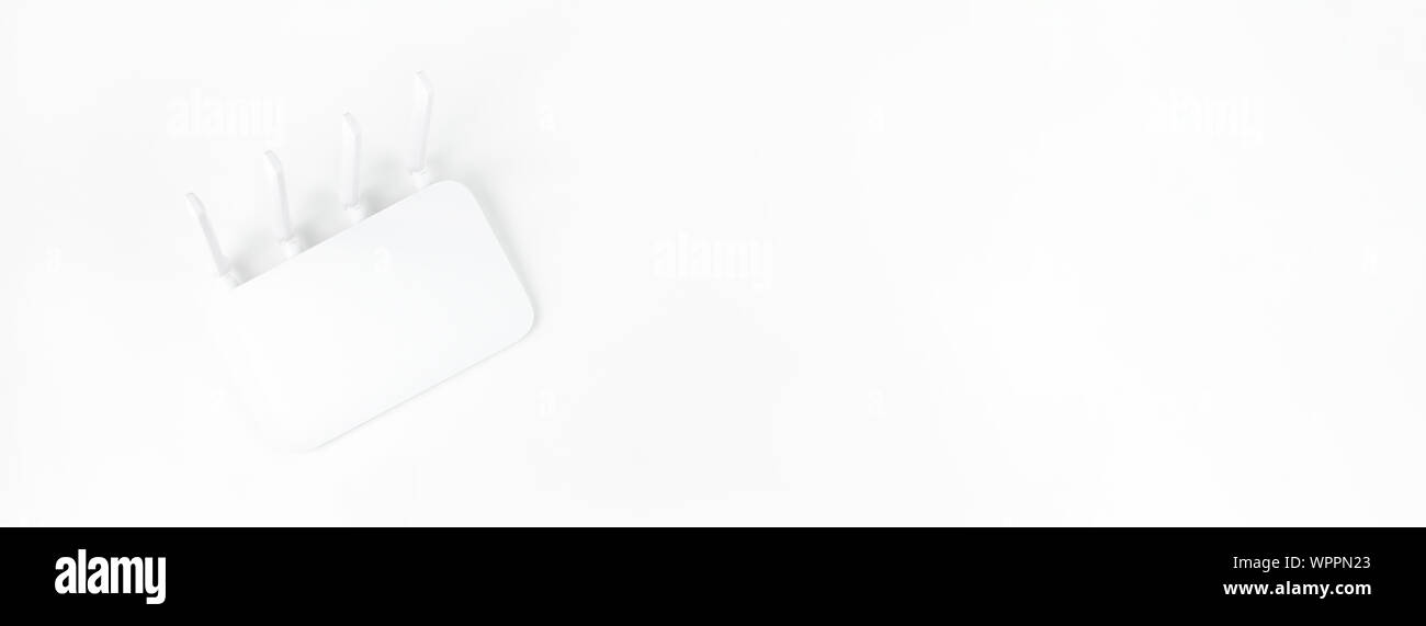 WiFi Router top view. Studio shot of white wireless router modem ...