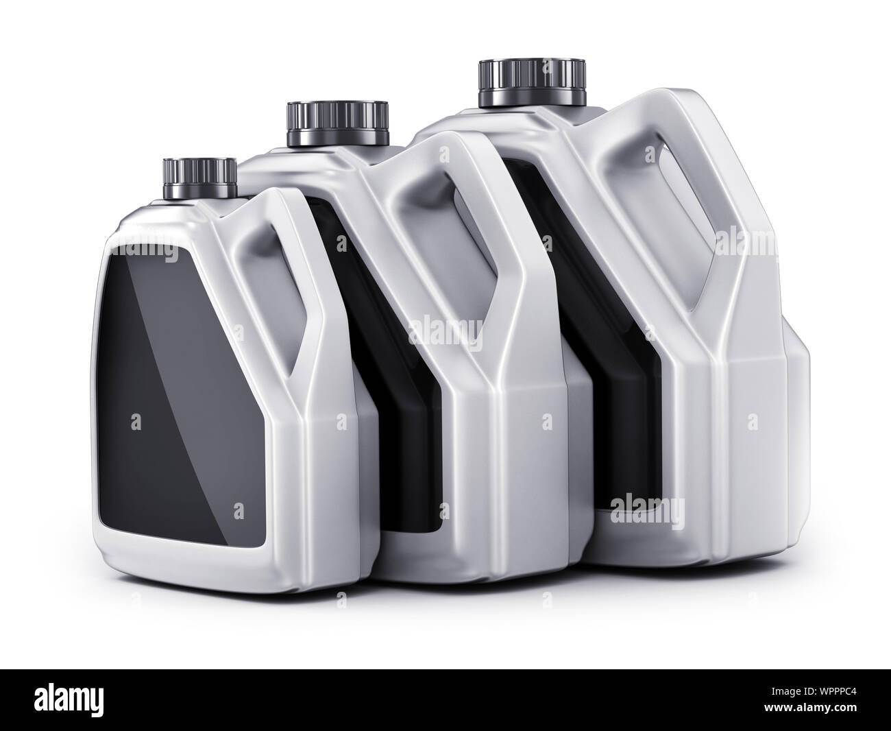 Three can working fluids car on white background. 3d illustration Stock ...