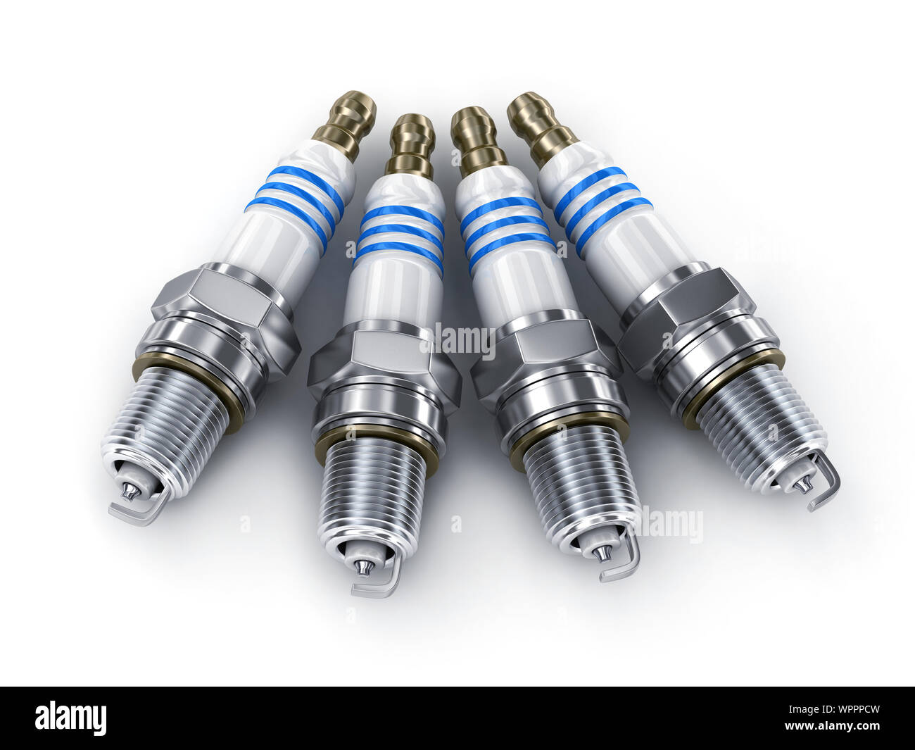Four spark plug car on white background. 3d illustration Stock Photo ...