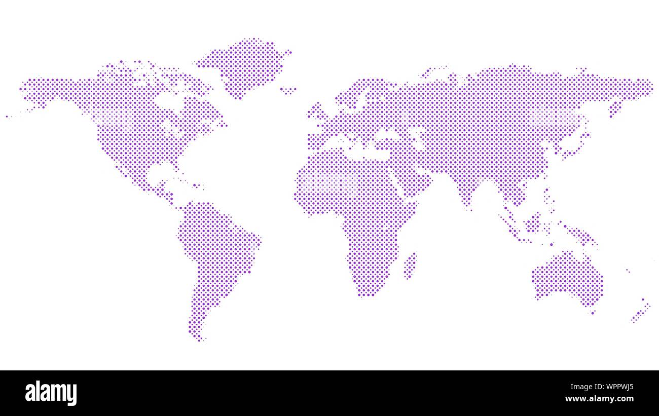 Halftone world map background - vector circle pattern graphic Stock ...