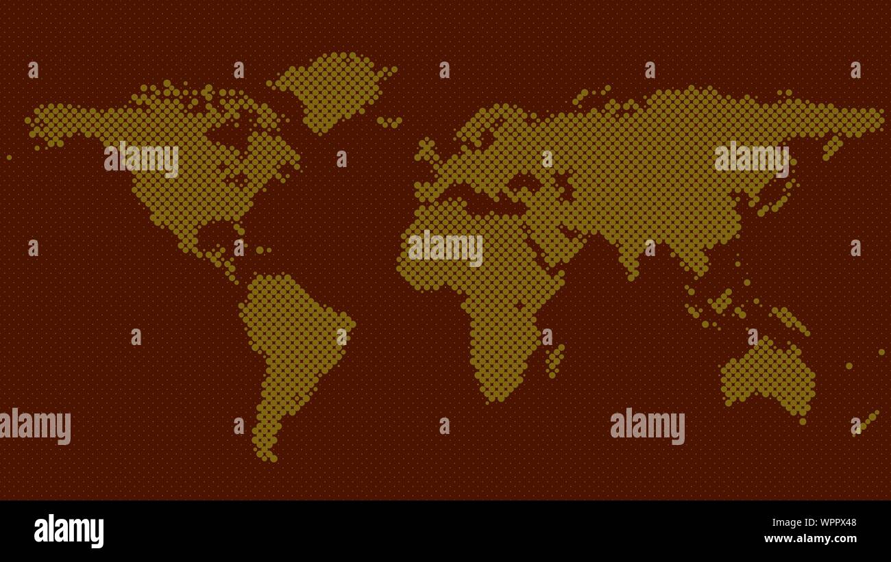Halftone world map background - vector circle pattern graphic Stock ...