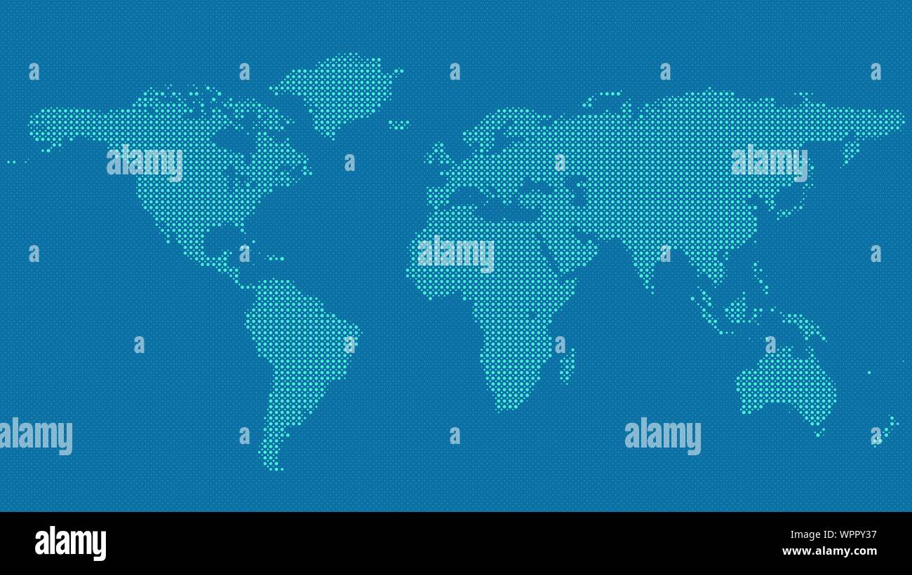 Halftone world map background - vector graphic from dots Stock Vector ...