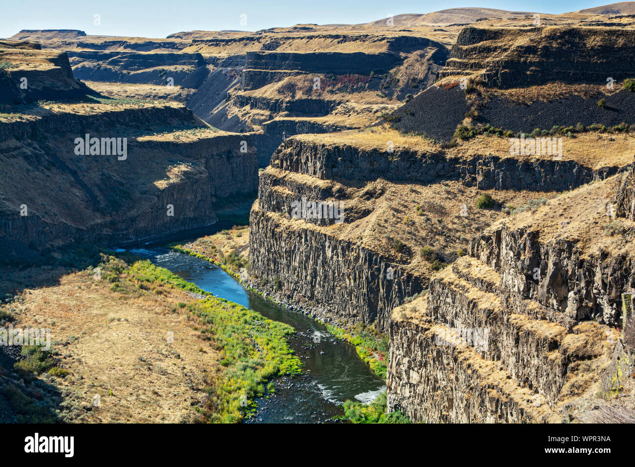 Washington, view of Palouse River Canyon from Palouse Falls State Park ...