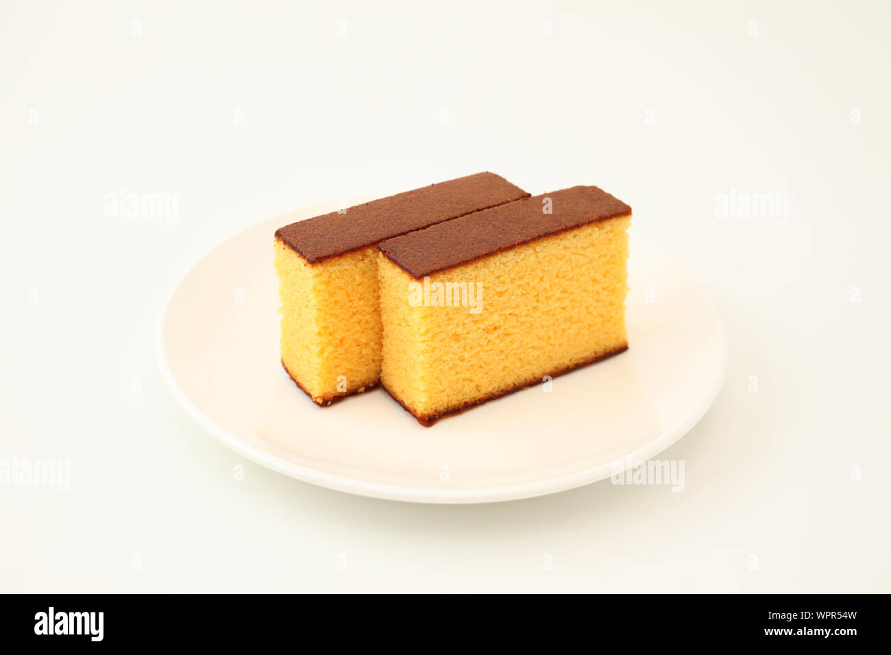 castella japanese sponge cake on plate isolated on white background ...