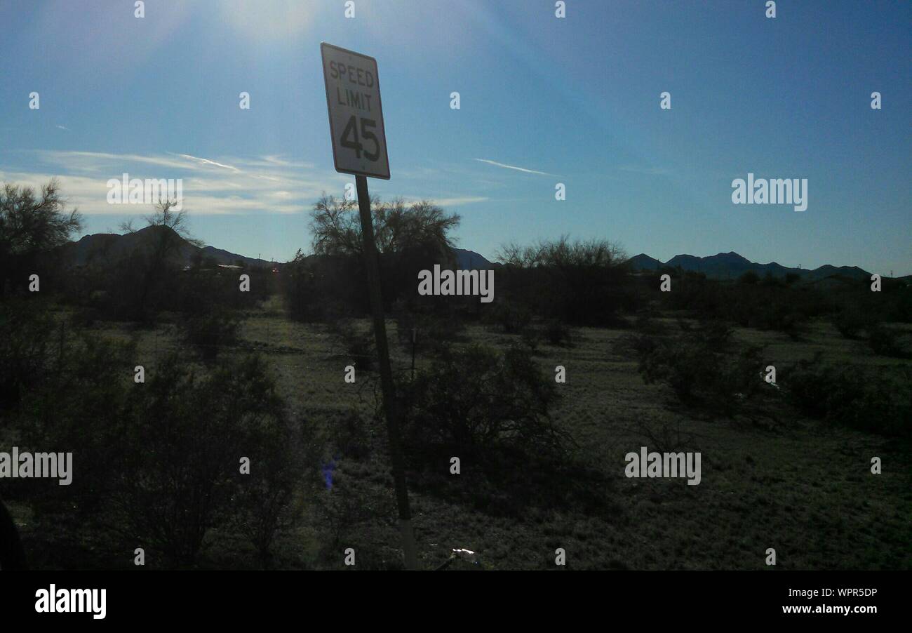 Speed Limit Sign Desert Road High Resolution Stock Photography and ...