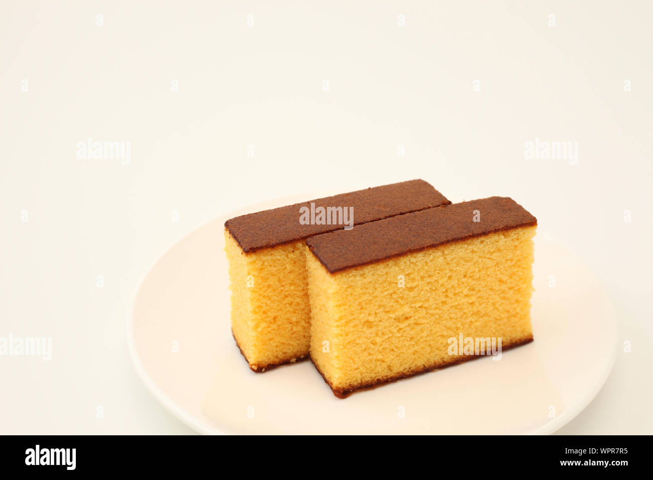castella japanese sponge cake on plate isolated on white background ...