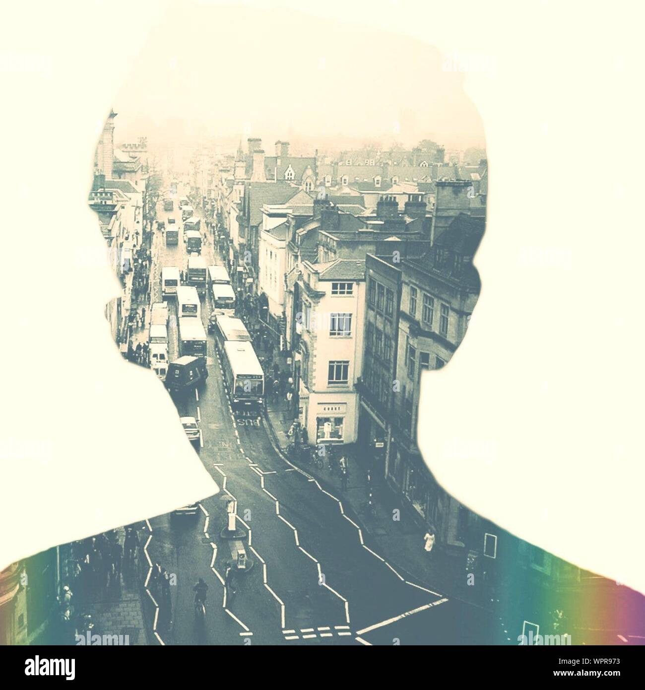 Double Exposure Of Man And City Street Stock Photo - Alamy