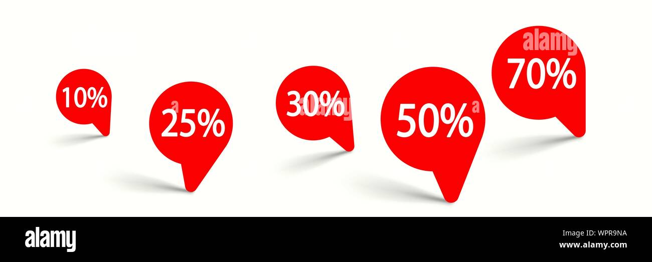 red round labels with percents on white Stock Vector Image & Art - Alamy