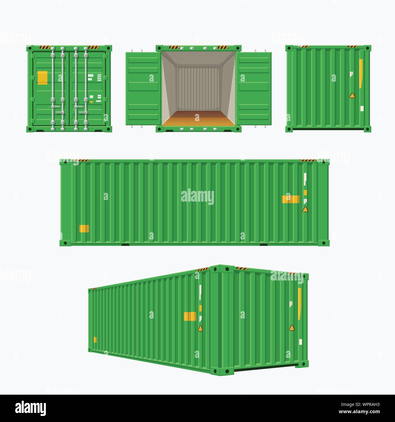 green container set on white Stock Vector Image & Art - Alamy