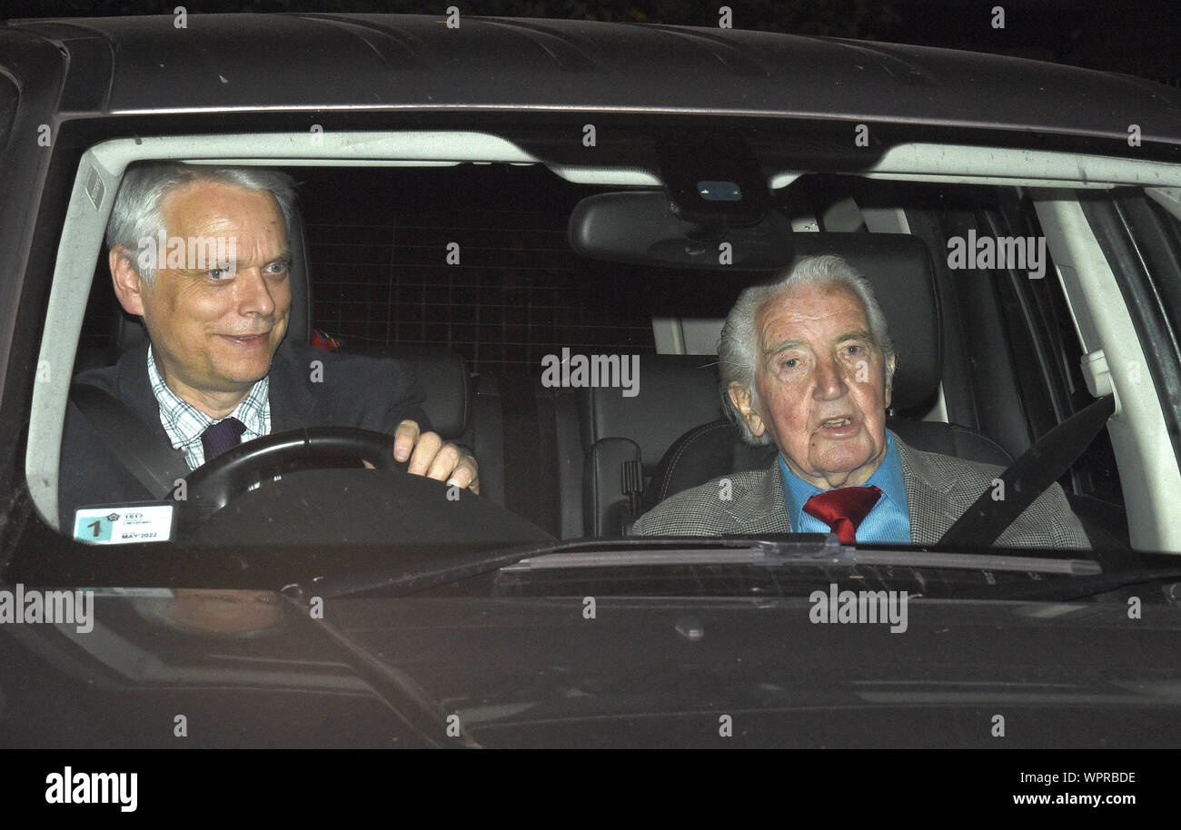 Veteran Labour MP Dennis Skinner (right) leaves the Houses of ...