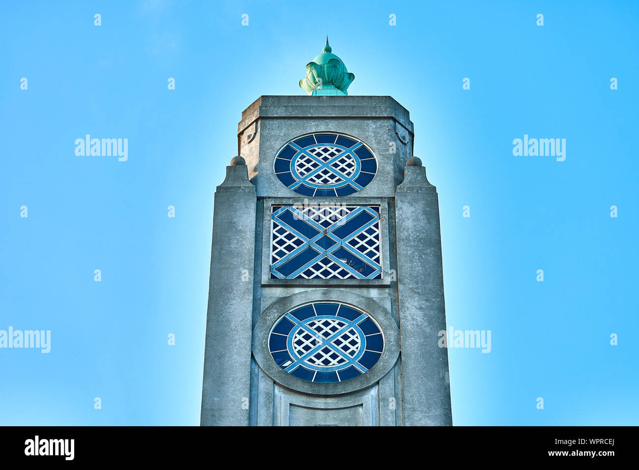 London, U.K. - Sept 1, 2019: The top part of the OXO tower showing the ...