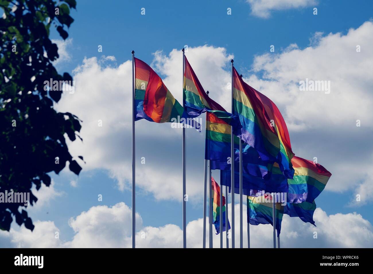 Waving rainbow flags hi-res stock photography and images - Alamy