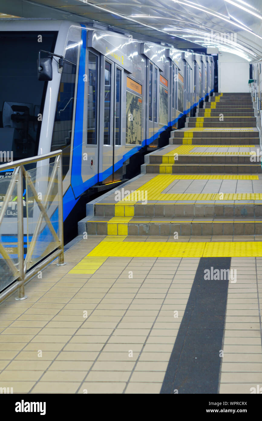 Haifa, Israel - September 05, 2019: View of the Downtown station of the ...