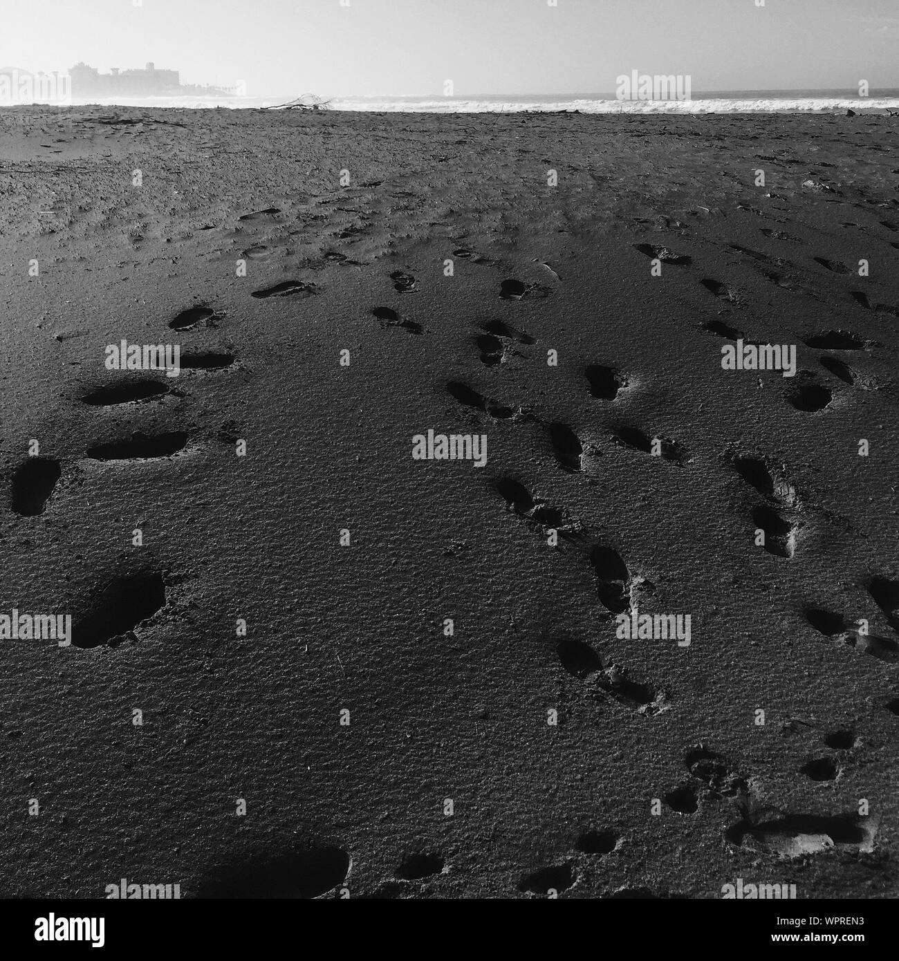 Sand beach with foot prints hi-res stock photography and images - Alamy