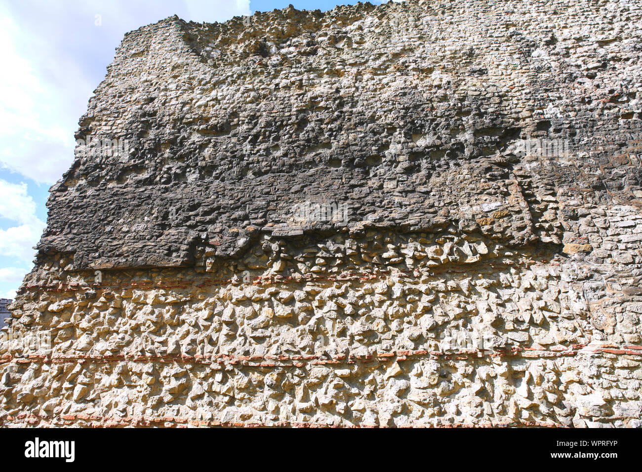 London, U.K. - Sept 1, 2019: A surviving section of the original ...