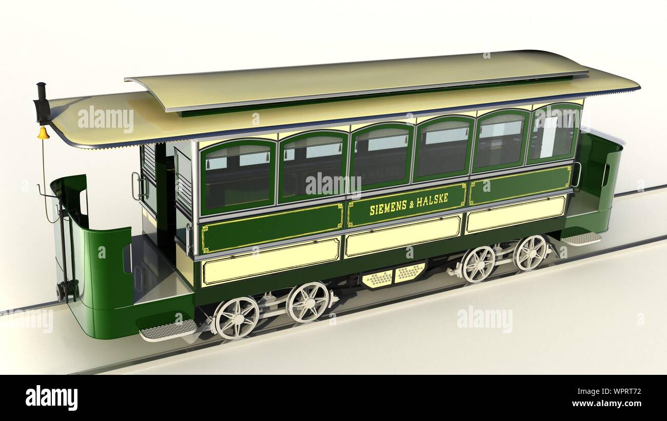 Old tram Siemens and Halske 3D model Stock Photo - Alamy