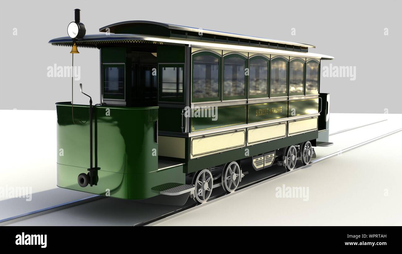 Old tram Siemens and Halske 3D model Stock Photo - Alamy
