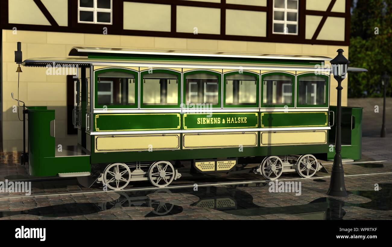 Old tram Siemens and Halske 3D model Stock Photo - Alamy