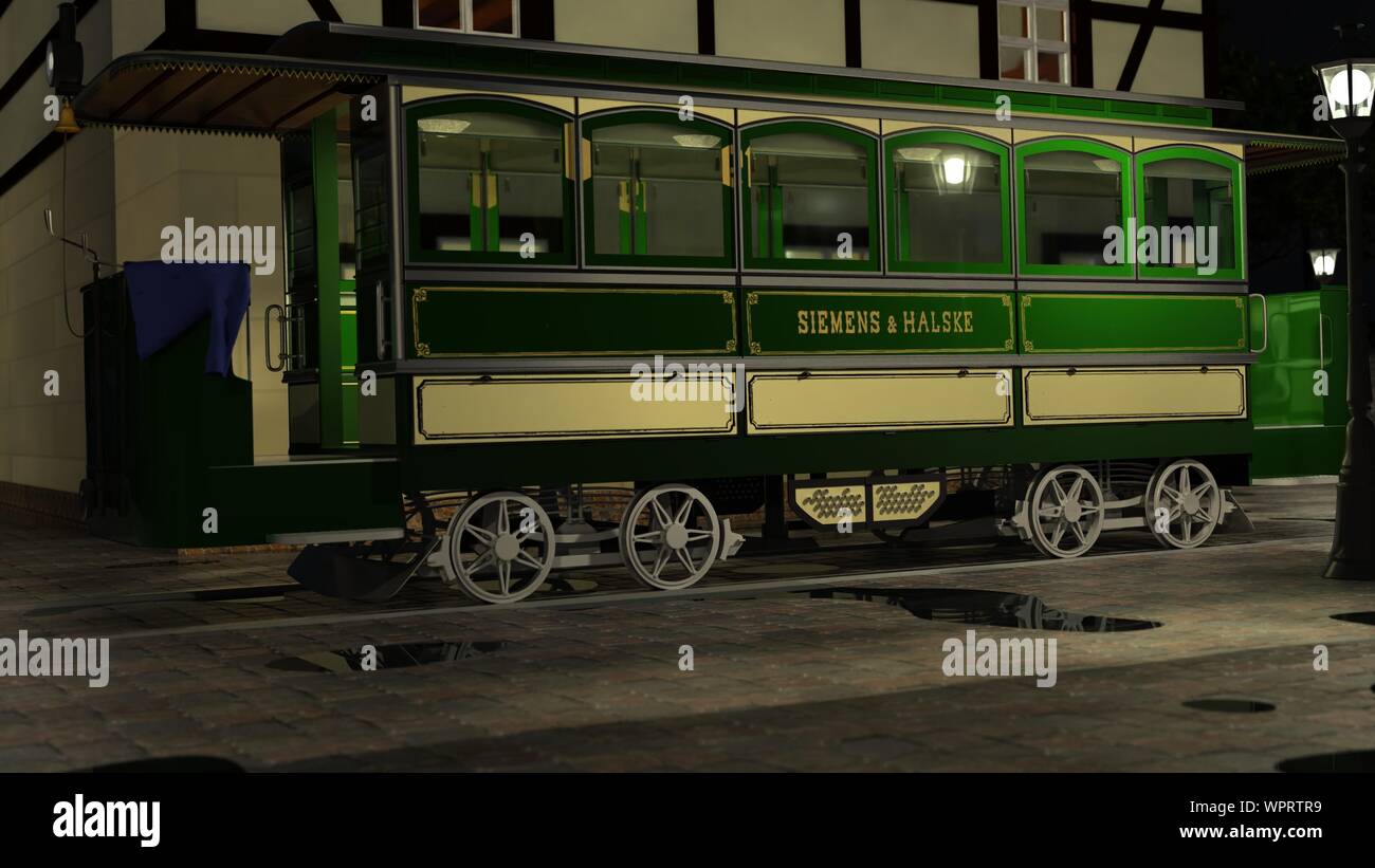 Old tram Siemens and Halske 3D model Stock Photo - Alamy