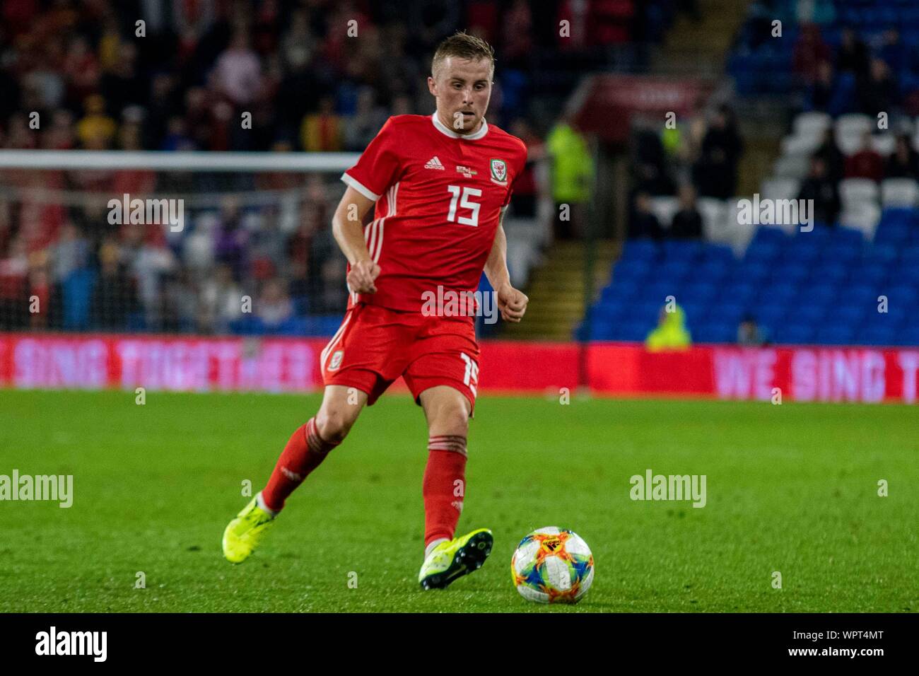 Joe Morrell of Wales in action against Belarus. Wales v Belarus ...
