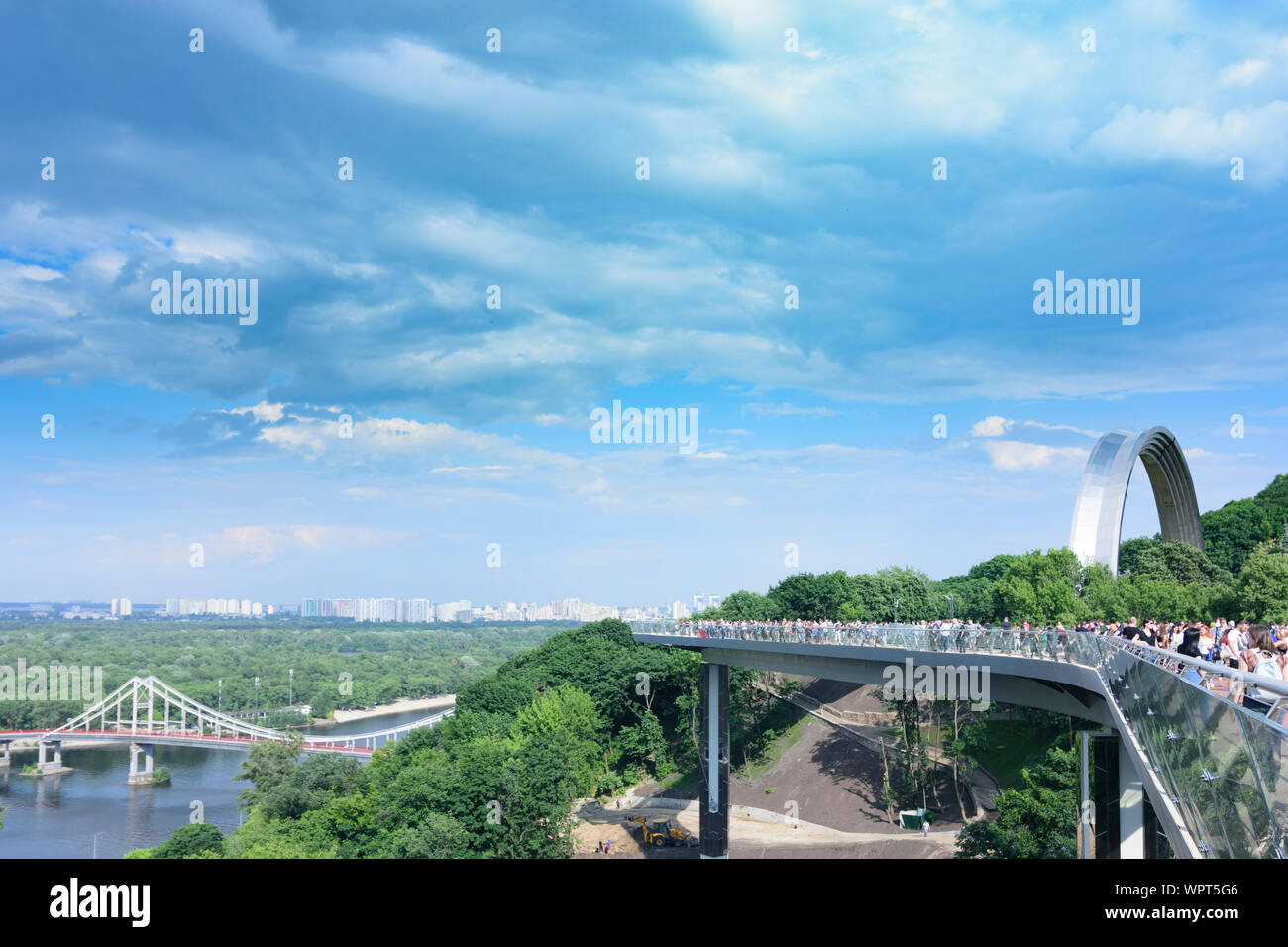 Kiev, Kyiv: glass floor Klitschko Pedestrian-Bicycle Bridge, People's ...