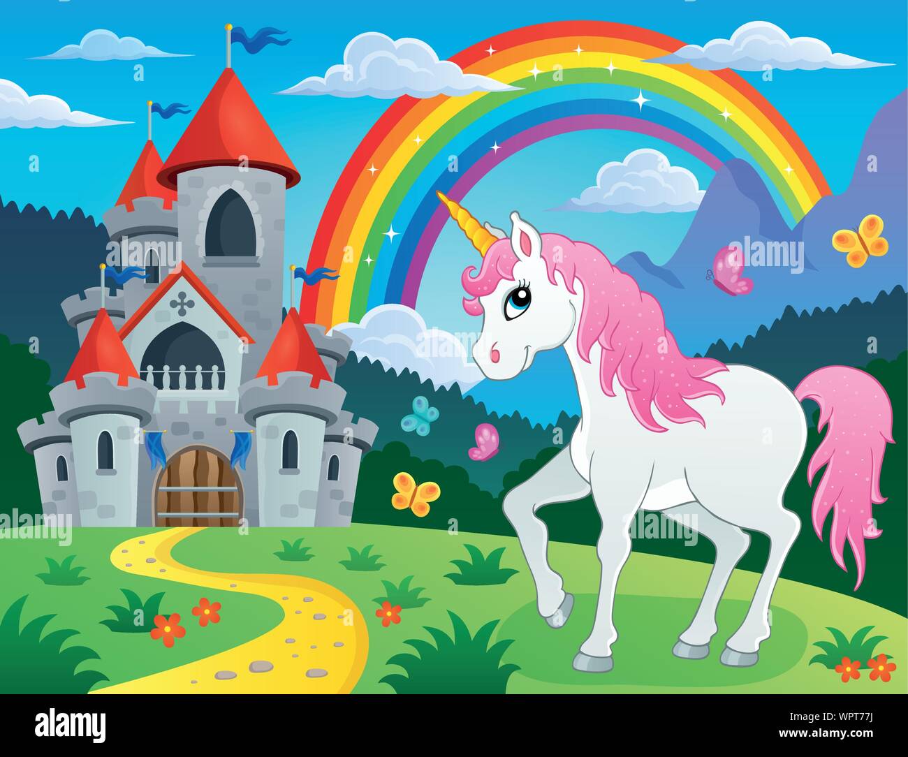 Unicorn and butterfly art Stock Vector Images - Alamy
