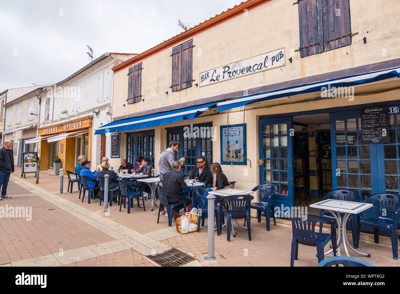 Fouras, France - May 10, 2019: Residents of the city and tourists relax ...