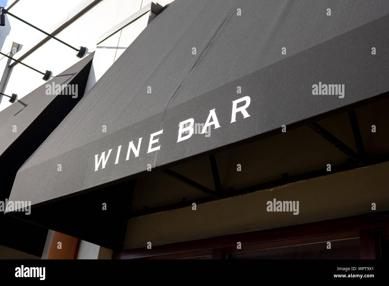 A view of an awning for any restaurant that features a wine bar Stock ...