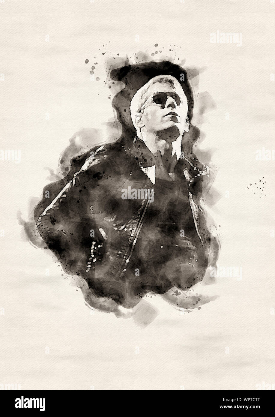 Rock musician Lou Reed on stage with sunglasses and leather jacket ...