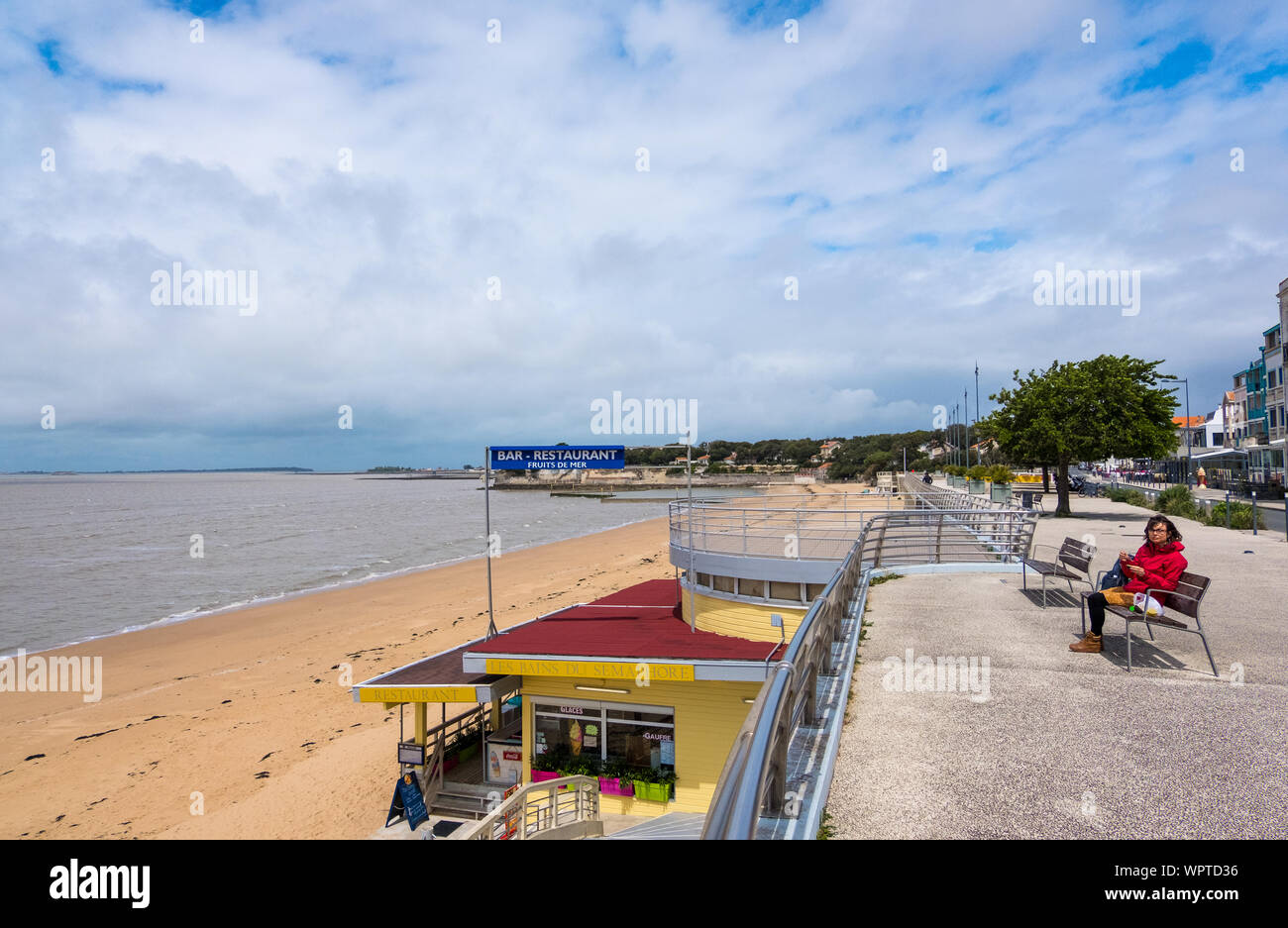 Fouras, France - May 10, 2019: View on the Grande Plage and Fort Vauban ...