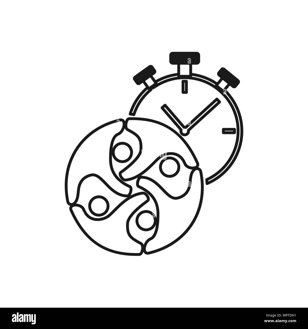 stopwatch people Commitment Teamwork Together Outline Logo Stock Vector ...