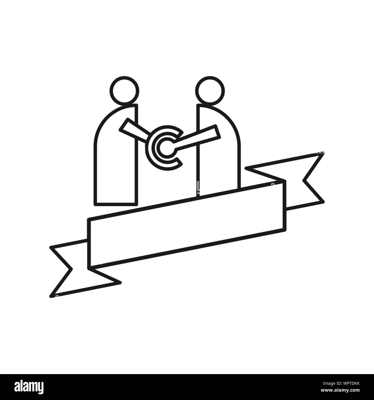 people handshake ribbon Commitment Teamwork Together Outline Logo Stock Vector Image & Art - Alamy
