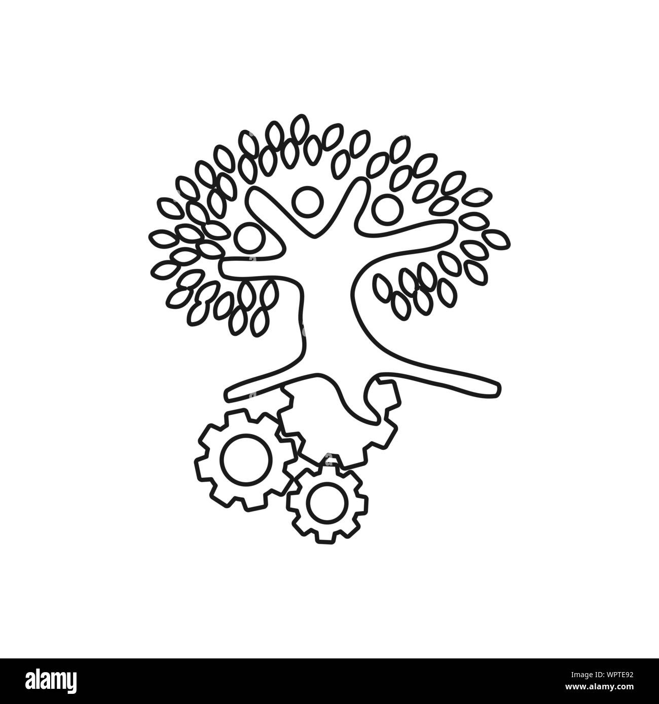 tree gears Commitment Teamwork Together Outline Logo Stock Vector Image & Art - Alamy
